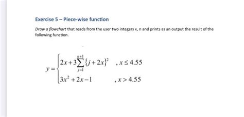 Exercise 5 Piece Wise Function Draw A Flowchart Chegg Com
