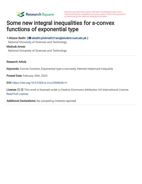 Pdf Some New Integral Inequalities For S Convex Functions Of