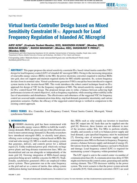 virtual inertia controller design based on mixed sensitivity constraint