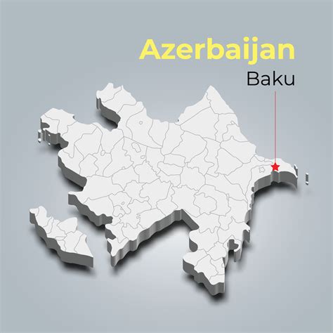 Azerbaijan 3d Map With Borders Of Regions And Its Capital 36124837
