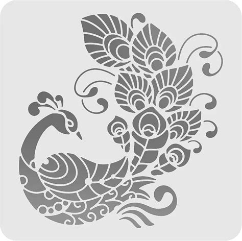 8x85 Clear Plastic Stencil Peacock Design