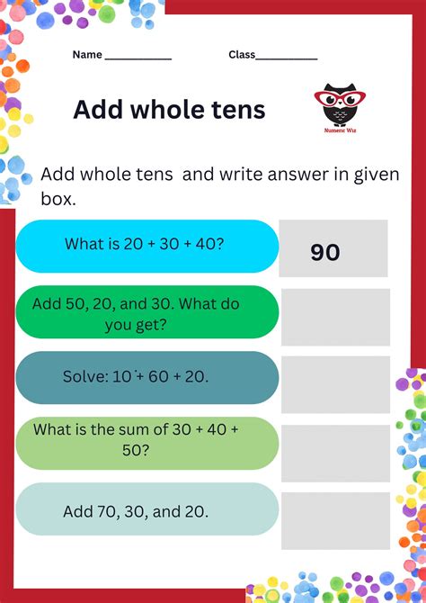Addition Using Whole Ten Numbers Numericwiz