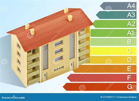 Buildings Energy Efficiency Concept With Energy Classes According To The New European Law Stock
