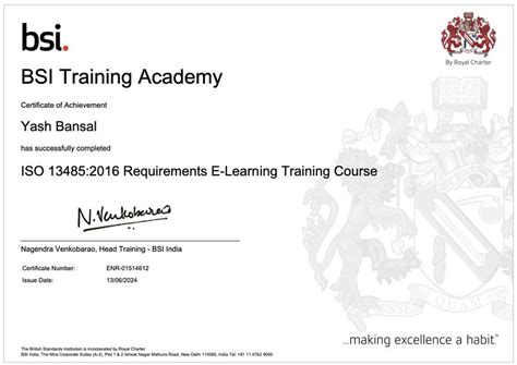 Yash Bansal On Linkedin Hello I Am Excited To Share About The Completion Of My Recent Bsi Iso