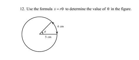 Solved Use the formula s rθ to determine the value of θ Chegg com