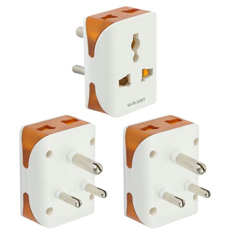Hi Plasst 3 Pin Plug Multiplug Socket Pack Of 3 Universal Travel Adapter Socket For 2pin