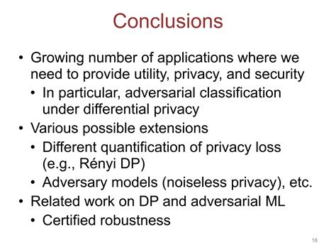 Adversarial Classification Under Differential Privacy Ppt