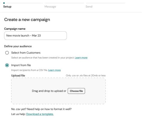 Create A Campaign For An Audience Imported From Csv File Sinch