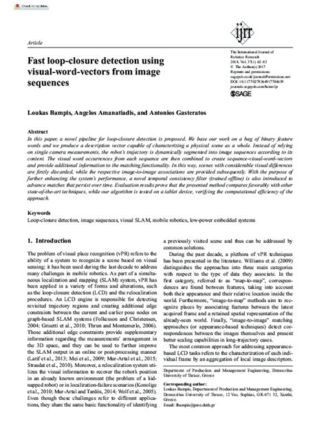 Pdf Fast Loop Closure Detection Using Visual Word Vectors From Image