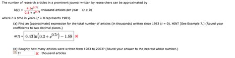 Solved The Number Of Research Articles In A Prominent