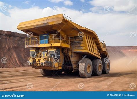 Large Autonomous Driverless Powerful Electric Drive Mining Truck In Open Pit Generative Ai
