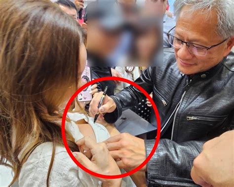 “소원 이뤘다” 인기몰이 중인 젠슨 황…가슴에 사인받는 팬까지