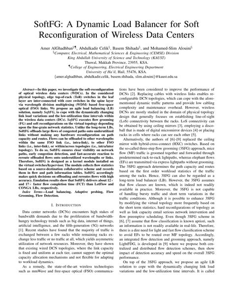 Pdf Softfg A Dynamic Load Balancer For Soft Reconfiguration Of Wireless Data Centers