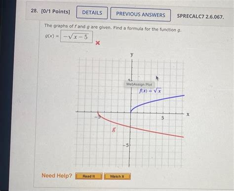 Solved The Graphs Of F And G Are Given Find A Formula For Chegg
