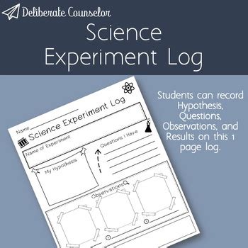 Science Experiment Log By Deliberate Counselor TpT