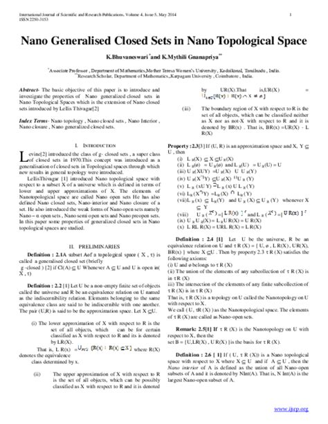 Pdf Nano Generalised Closed Sets In Nano Topological Space