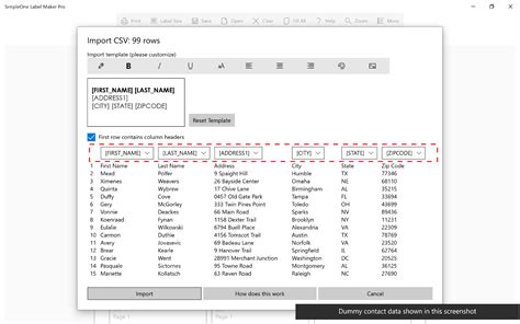 Import Data SimpleOne Label Maker Pro Edition