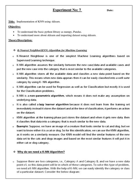 Experiment No 7 Ml Pdf Distance Statistical Classification