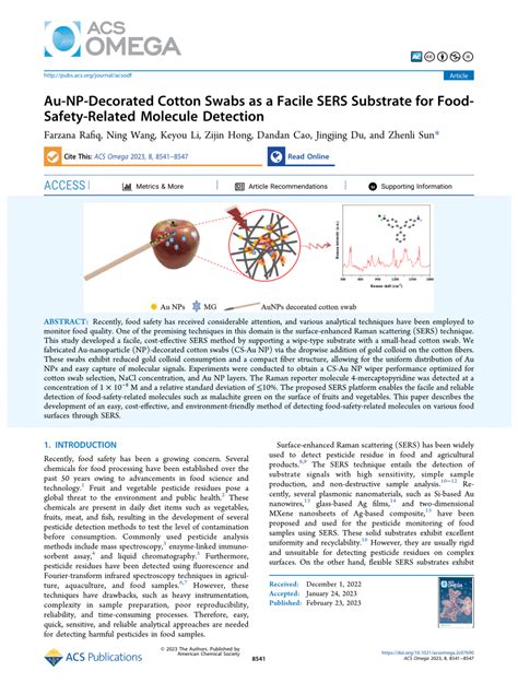 Pdf Au Np Decorated Cotton Swabs As A Facile Sers Substrate For Food
