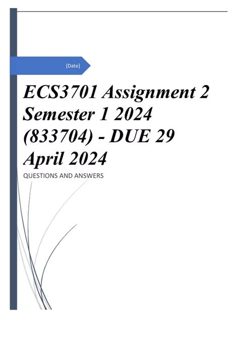 ECS Assignment Semester DUE April ECS ECS Stuvia SA