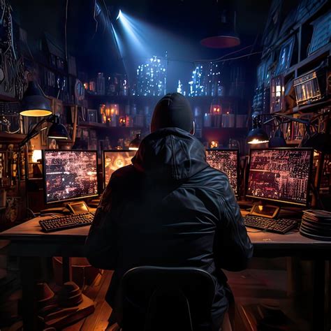 Premium Ai Image Artificial Intelligence Technology Hacker Digital Room Black Hat Hacker