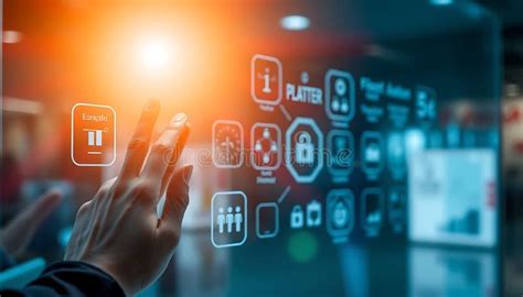 Hand Touching Digital Screen Technology Interface And Interaction