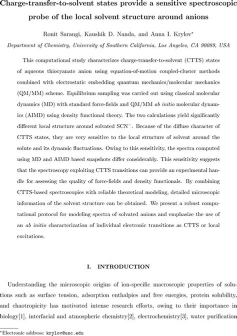 Charge Transfer To Solvent States Provide A Sensitive Spectroscopic