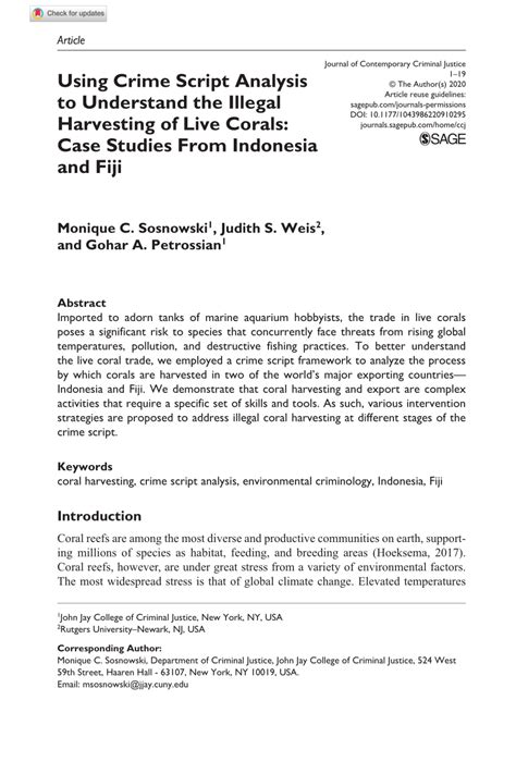 Pdf Using Crime Script Analysis To Understand The Illegal Harvesting