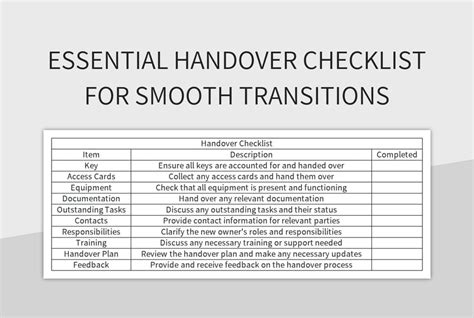 Seamless Transition Pollution Control Handover Excel Template And Google Sheets File For Free