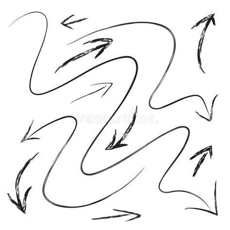 Sketchy Arrow Set Doodle Arrows Hand Drawn Direction Marks Stock Vector Illustration Of