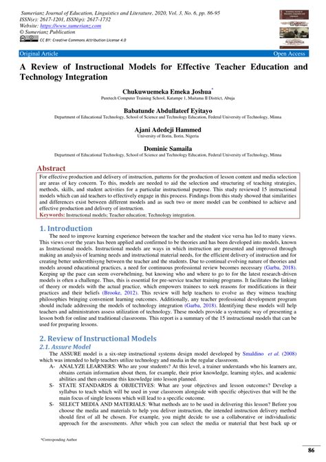 Pdf A Review Of Instructional Models For Effective Teacher Education And Technology Integration
