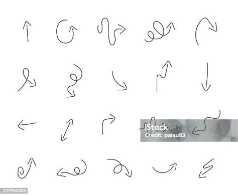 미니멀리스트 화살표 추상적 장식적 곡선 라인 아트 현대적인 윤곽선 모션 그래픽 및 방향 기호를 위한 디자인 요소 Contouring Make Up에 대한 스톡 벡터 아트
