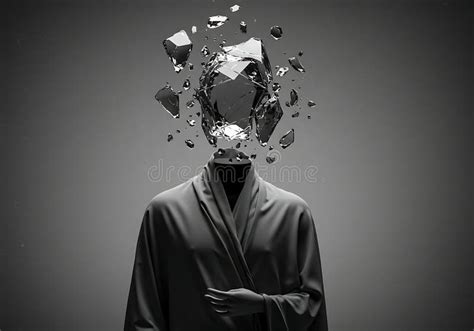 Head Exploding Into Glass Shards On Anonymous Figure With Dark Robe Stock Illustration