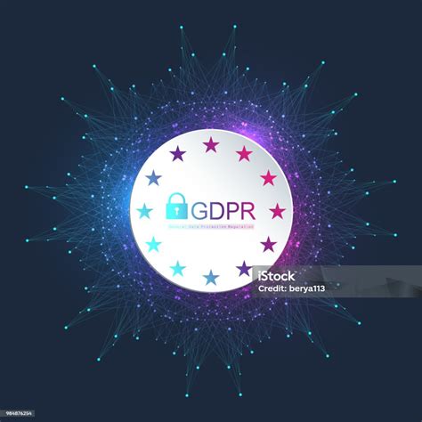 gdpr일반 데이터 보호 규정 점선으로 된 유럽 지도 및 플래그 개인정보의 보호입니다 벡터 일러스트 레이 션 2018년에 대한