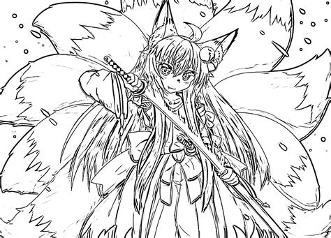 Anime Fox Girl Coloring Pages