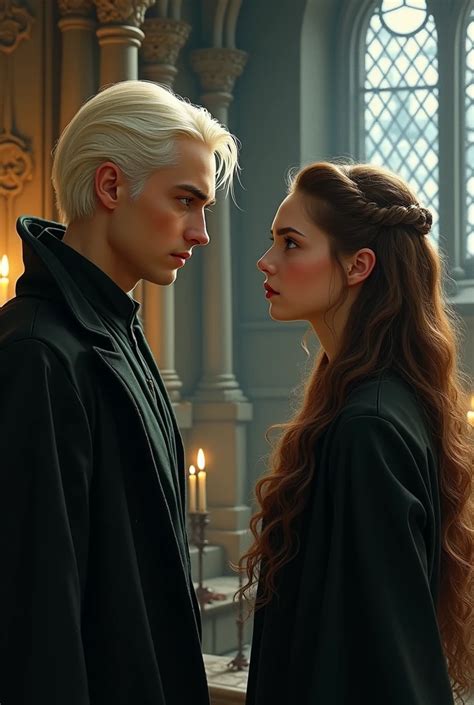 Draco Malfoy Staring At A Girl With Brown Hair Seaart Ai