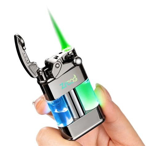 2023 투명 공기 챔버 퀵 샌드 방풍 라이터 팽창식 녹색 불꽃 색상 램프 흡연 액세서리 남성용 도구 신제품