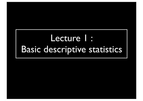 Pdf Lecture 1 Basic Descriptive Statisticscblakestatslecture1pdf