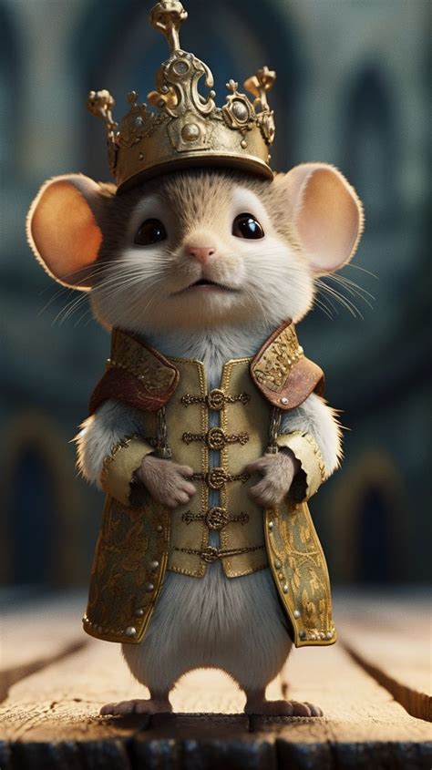 A Small Mouse Wearing A Crown And A Coat Изображения животных Волшебные создания Иллюстрации