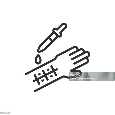 알레르기 테스트 라인 디자인 알레르기 피부 단자 검사 알레르기 검사 의료 검사 면역 체계 흰색 배경 벡터에 알레르겐 알레르기 검사 편집 가능한 스트로크 아이콘 건강 검진에