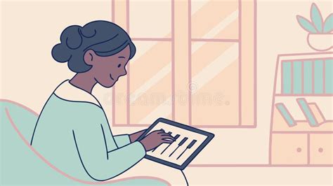 Woman Using A Tablet Digital Connectivity Modern Technology Learning Vector Design