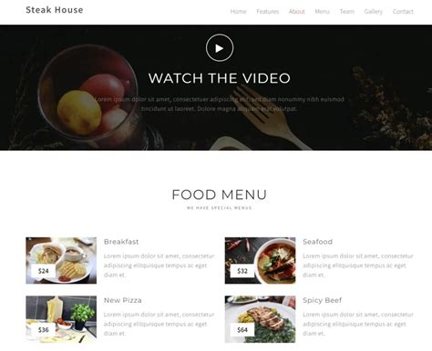 Скачать бесплатно Html Css шаблон сайта ресторана Steak House