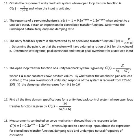 Solved Obtain The Response Of Unity Feedback System Chegg