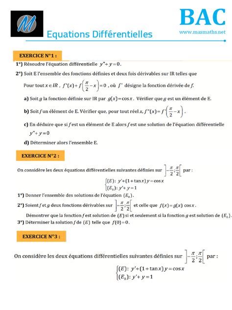 Equations Différentielles Pdf