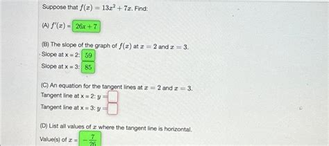 Solved Suppose that f x 13x² 7x Find A f x Chegg com