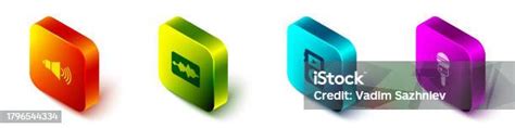 아이소메트릭 스피커 볼륨 음악 웨이브 이퀄라이저 플레이어 및 마이크 아이콘을 설정합니다 벡터 3차원 형태에 대한 스톡 벡터 아트 및 기타 이미지 Istock