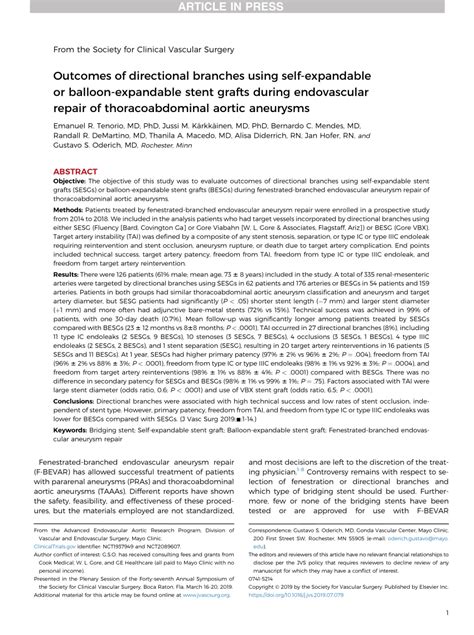 Pdf Outcomes Of Directional Branches Using Self Expandable Or Balloon