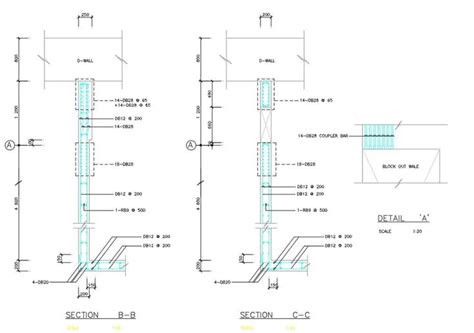 Sectional Details Of The Rc Column Are Given In This Autocad Dwg 2d Drawing File Download The