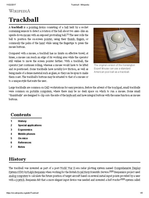 Trackball Wikipedia Pdf Computer Hardware Inputoutput