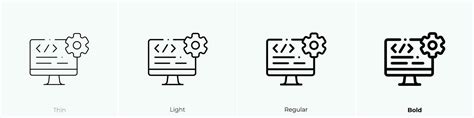 Software Developer Icon Thin Light Regular And Bold Style Design